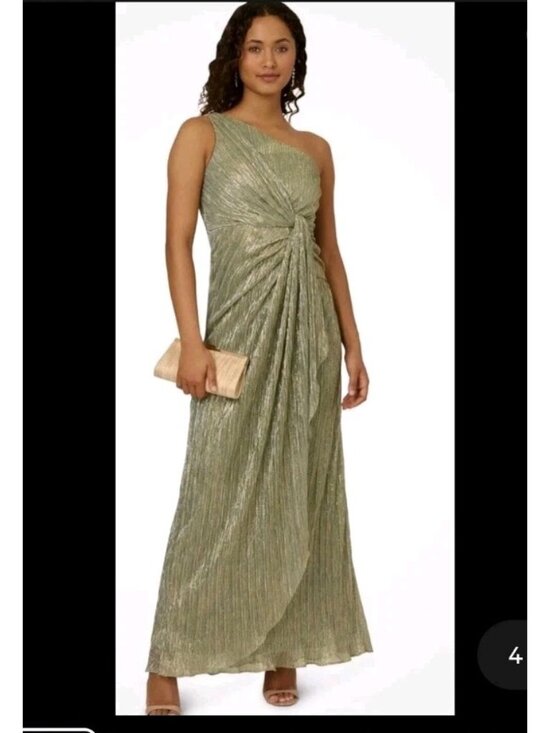 Adrianna Papell | Dresses | Adrianna Papell Stardust Green Pleated ...